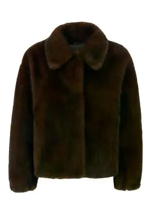 VALENTINI 1972 Faux-fur Wide Collar Jacket - Brown