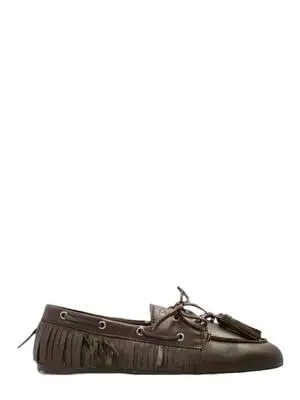 POSA Posa Leather Fringe Detail Ballet Flats