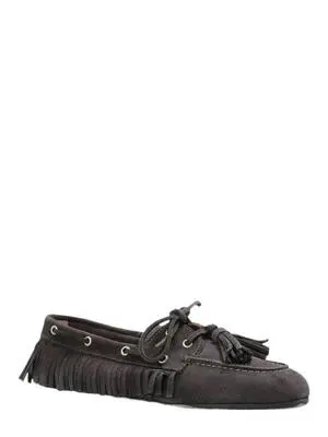 POSA Fringed Loafers With Tassel Detail - Grey