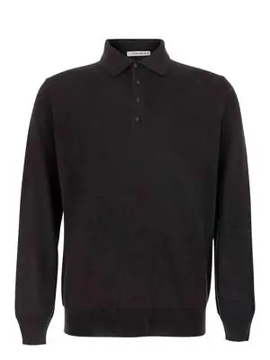 KANGRA Button-fastening Long-sleeve Polo Shirt - Brown