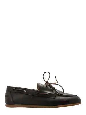 POSA Milano Leather Boat Shoes - Brown