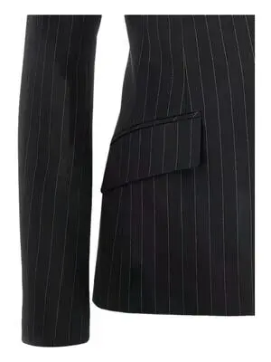 Andamane Bianca Pinstripe Peak Lapel Blazer - Black