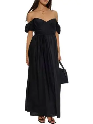 Matteau Off-shoulder Puffed-sleeve Maxi Dress - Black