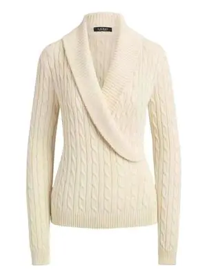 Ralph Lauren Cable-knit Shawl-collar Sweater - Neutrals