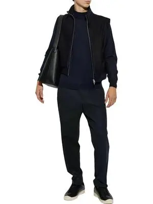 Kiton Mock Neck Long Sleeve Sweater - Blue