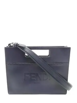 Fendi 2010s Cut-out Handle Leather Tote Bag - Blue