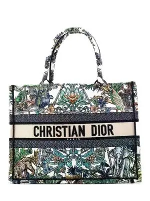 DIOR Christian Dior Book Embroidered Canvas Medium Tote Bag