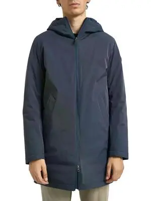 COLMAR Hooded Raincoat With Logo Patch - Blue