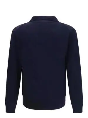 BROOKSFIELD Long-sleeve Knit Polo With Textured Finish - Blue