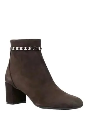 FERRAGAMO Gancini Plaque Suede Ankle Boots - Brown
