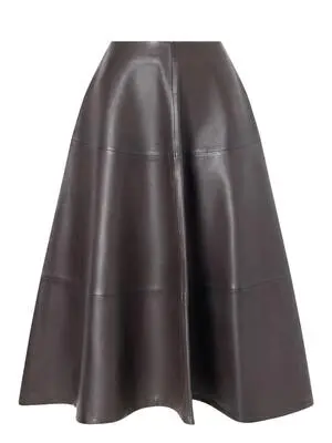 Altuzarra Varda Paneled Leather Midi Skirt - Brown