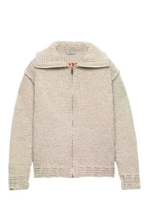 Prada Wool Zipper Cardigan - Neutrals
