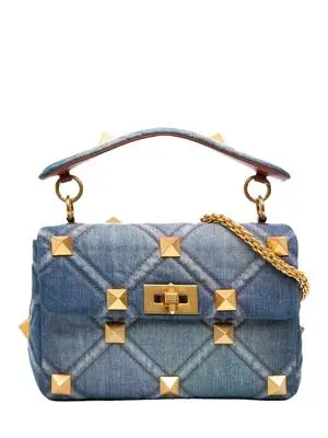 VALENTINO Valentino Garavani Medium Denim Roman Stud Satchel