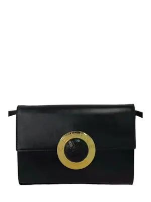 Celine Calfskin Circle Logo Crossbody Bag - Black