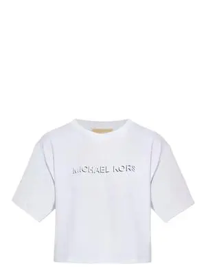Michael Kors Logo-embossed Cropped T-shirt - White