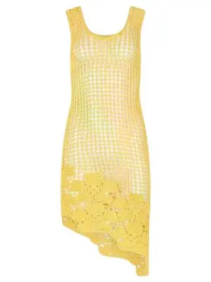 PARAMIDONNA Leila Asymmetric Crochet Midi Dress - Yellow