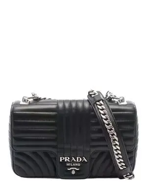 Prada Soft Calf Impunture Diagramme Bag - Black