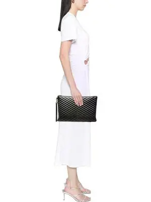 SAINT LAURENT 2019 Chevron Calfskin Cassandre Document Holder Clutch Bag