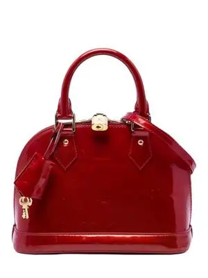 LOUIS VUITTON 2015 Monogram Vernis Alma Bb Satchel - Red
