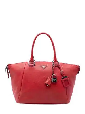 Prada Vitello Daino Double Handle Satchel - Red