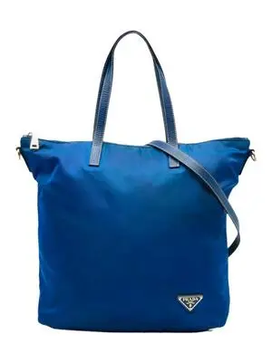 Prada 2013-2026 Tessuto Zip Top Convertible Tote Satchel - Blue