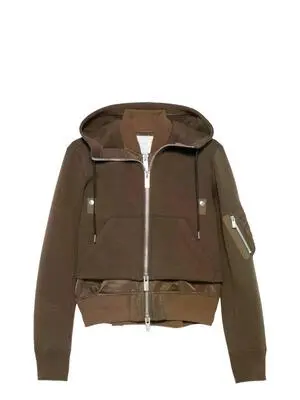 Sacai Sponge Sweat Panelled Hoodie - Brown