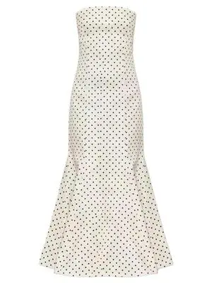 ROTATE BY BIRGER CHRISTENSEN Polka Dot Strapless Midi Dress - Neutrals