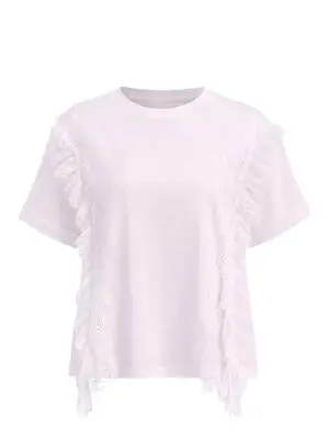 Marella Lace-trimmed Ruffled T-shirt - White