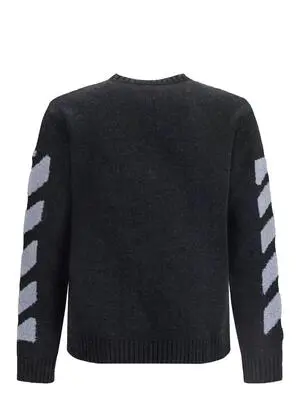 Off-White Diagonals Logo-embroidered Crew Neck Sweater - Grey