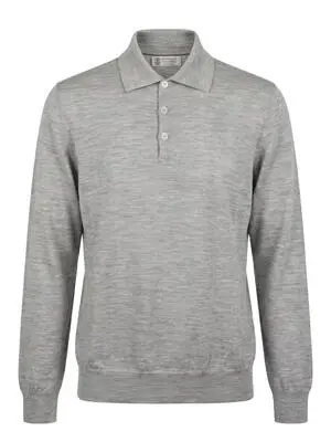 BRUNELLO CUCINELLI Brunello Cucinelli Melange Effect Polo Collar Sweater