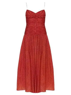 MATTEAU Matteau Polka-Dot Ruched Maxi Dress