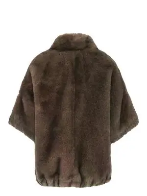 VALENTINI 1972 Faux-fur Funnel-neck Coat - Brown