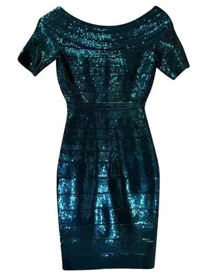 HERVE LEGER Carmen Bandage Sequin Dress