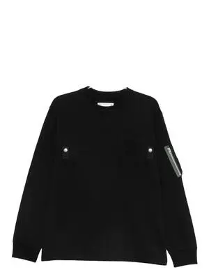 Sacai Long-sleeve Crew Neck Sweater With Zip Pocket - Black