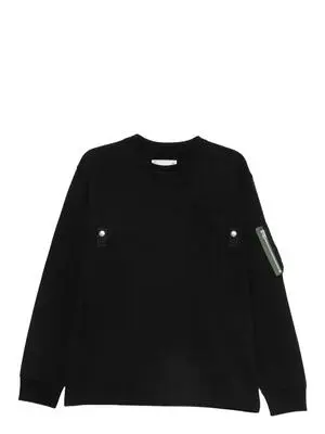Sacai Long-sleeve Crew Neck Sweater With Zip Pocket - Black