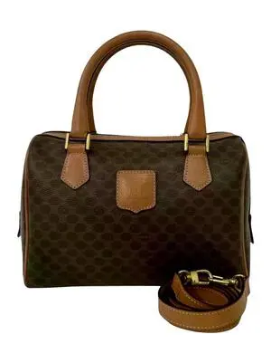 Celine Macadam Coated Canvas Satchel - Brown