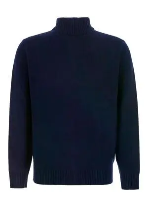 KANGRA Roll Neck Ribbed Trim Sweater - Blue