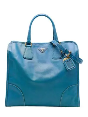 Prada Saffiano Lux Shopping Tote Satchel - Blue
