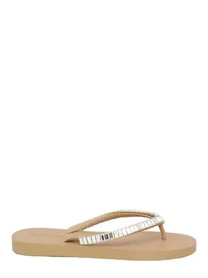 Mystique Crystal Embellished Flip Flops - Neutrals
