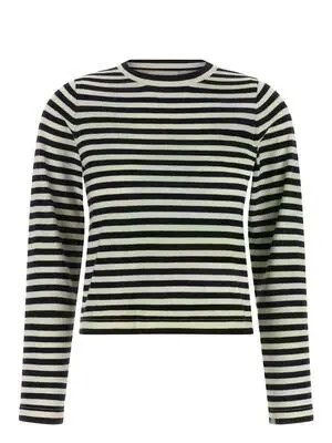 EXTREME CASHMERE Extreme Cashmere Breton-Striped Crew Neck Sweater
