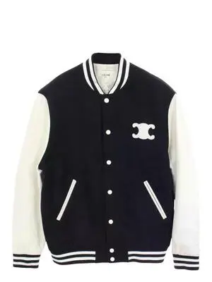 Celine 2000s Teddy Logo Bomber Jacket - Blue