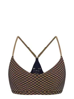 The Upside Houndstooth-print Sports Bra Blue