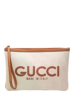 Gucci 2016-2026 Canvas Logo Clutch Bag - Neutrals