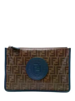 Fendi Zucca Coated Canvas Clutch Bag - Brown