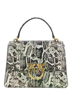 Pinko Love Bag Python-effect Leather Handbag - Grey