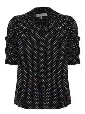 FRAME Polka-dot Puff Sleeve Blouse - Black