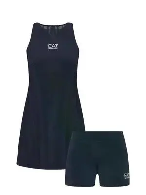 EA7 Logo Print Racerback Dress And Shorts Set - Blue