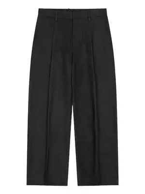 LANEUS Belt-loop Pleated Trousers - Black