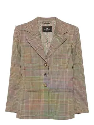 Etro Check-pattern Wool Blazer - Brown