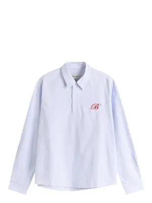 BOUND Half Button Script Oxford Shirt - Blue